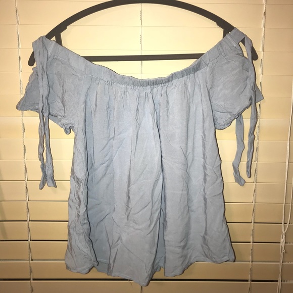 Tops | Cute Baby Blue Off The Shoulder Top Medium | Poshmark